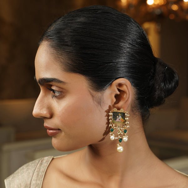 Pichwai Bhanumati 22k Gold Plated Earring – Art Karat Global
